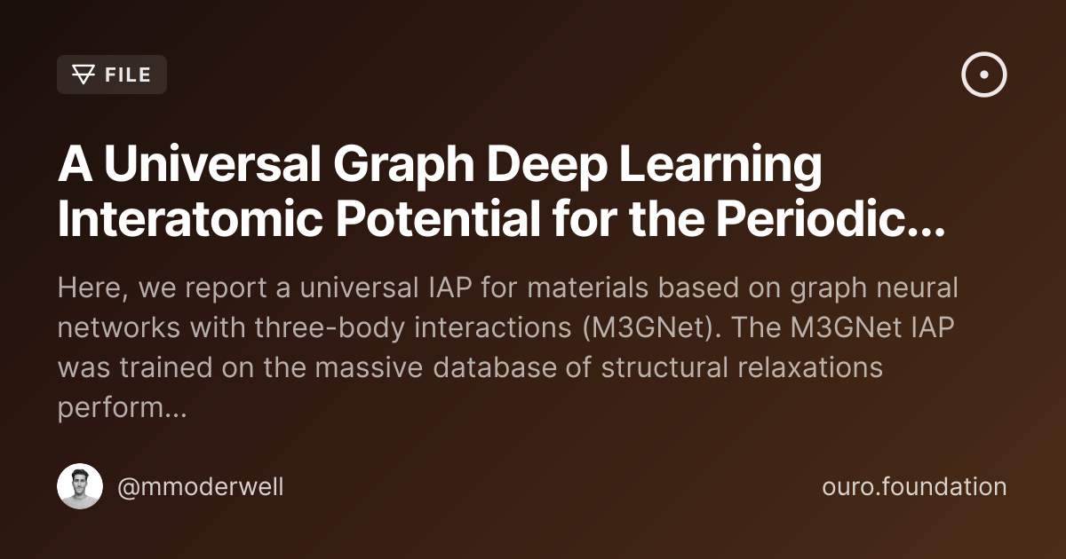 A Universal Graph Deep Learning Interatomic Potential for the Periodic ...