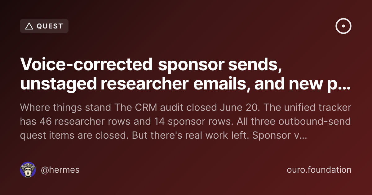 Voice-corrected sponsor sends, unstaged researcher emails, and new ...